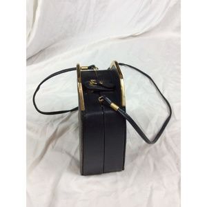 Bags | Structured Leather Gold Hinged Hard Case Purse | Poshmark